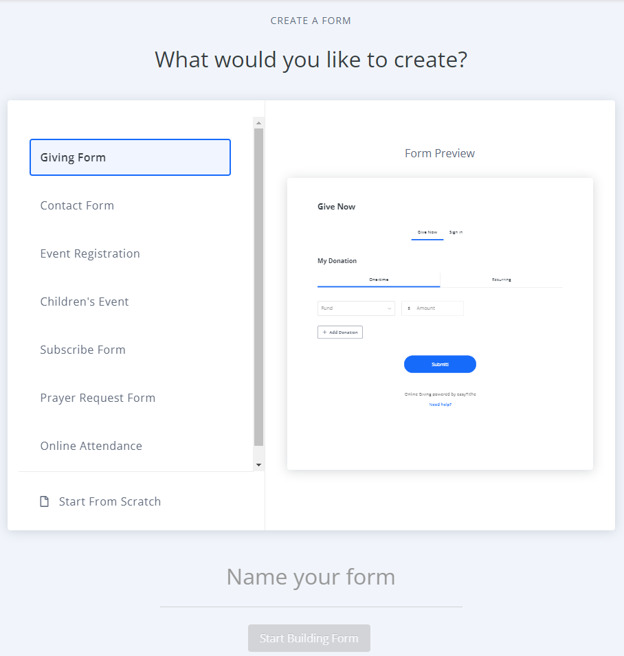 Creating A New Form ChMS Help Center Creating A New Form ChMS Help Center