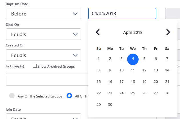 Example Input Of The Baptism Date Field Filter example-input-of-the-baptism-date-field-filter
